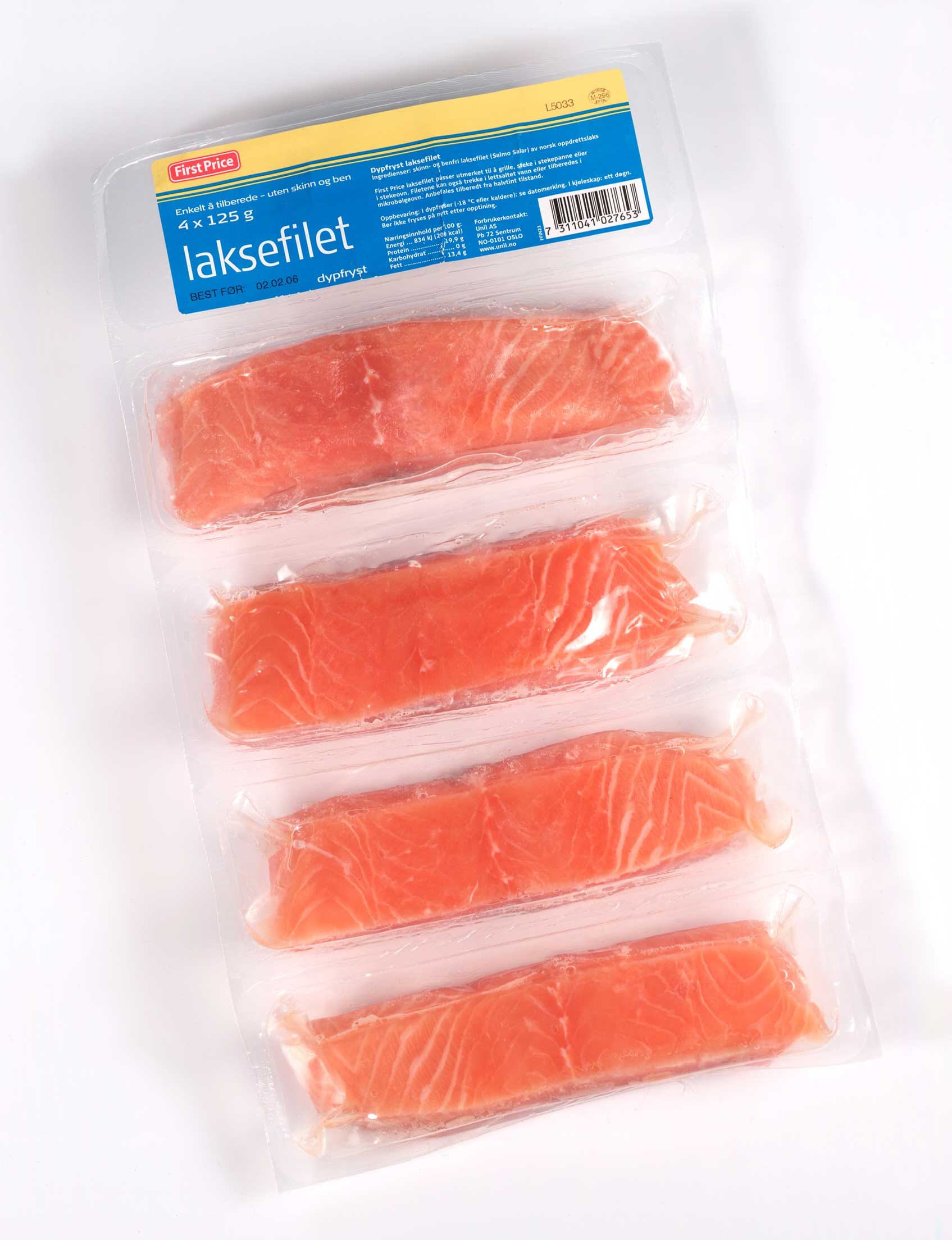 FIRST PRICE LAKSEFILET NATURELL 4X125G KARTONG 8STK - TOOLBOX AS